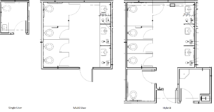 All Gender Bathroom Partition Layouts