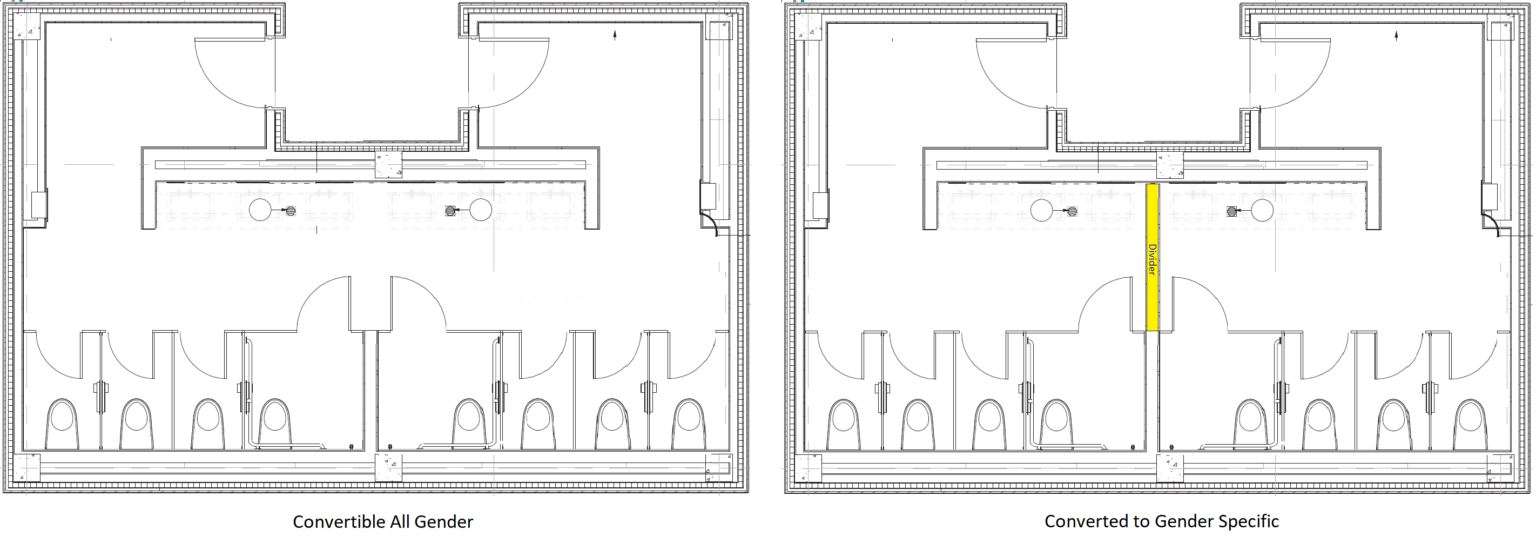 All Gender Bathroom Partition Layouts