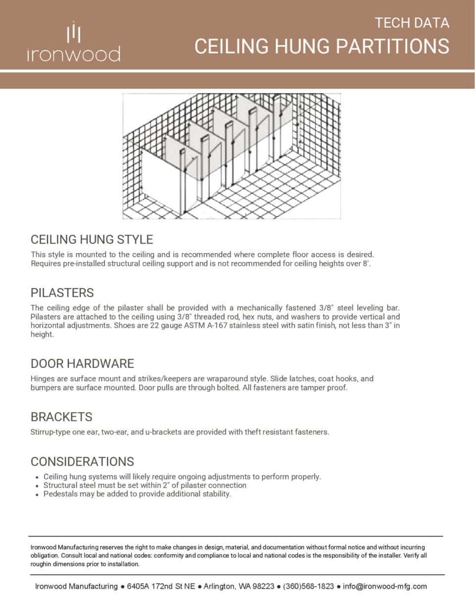 Ceiling Hung (Technical Data) | Ironwood Manufacturing