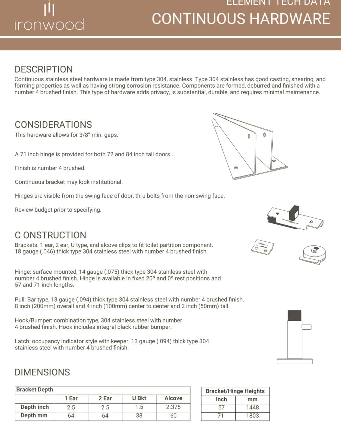 Continuous Hardware Package (Technical Data) | Ironwood Manufacturing