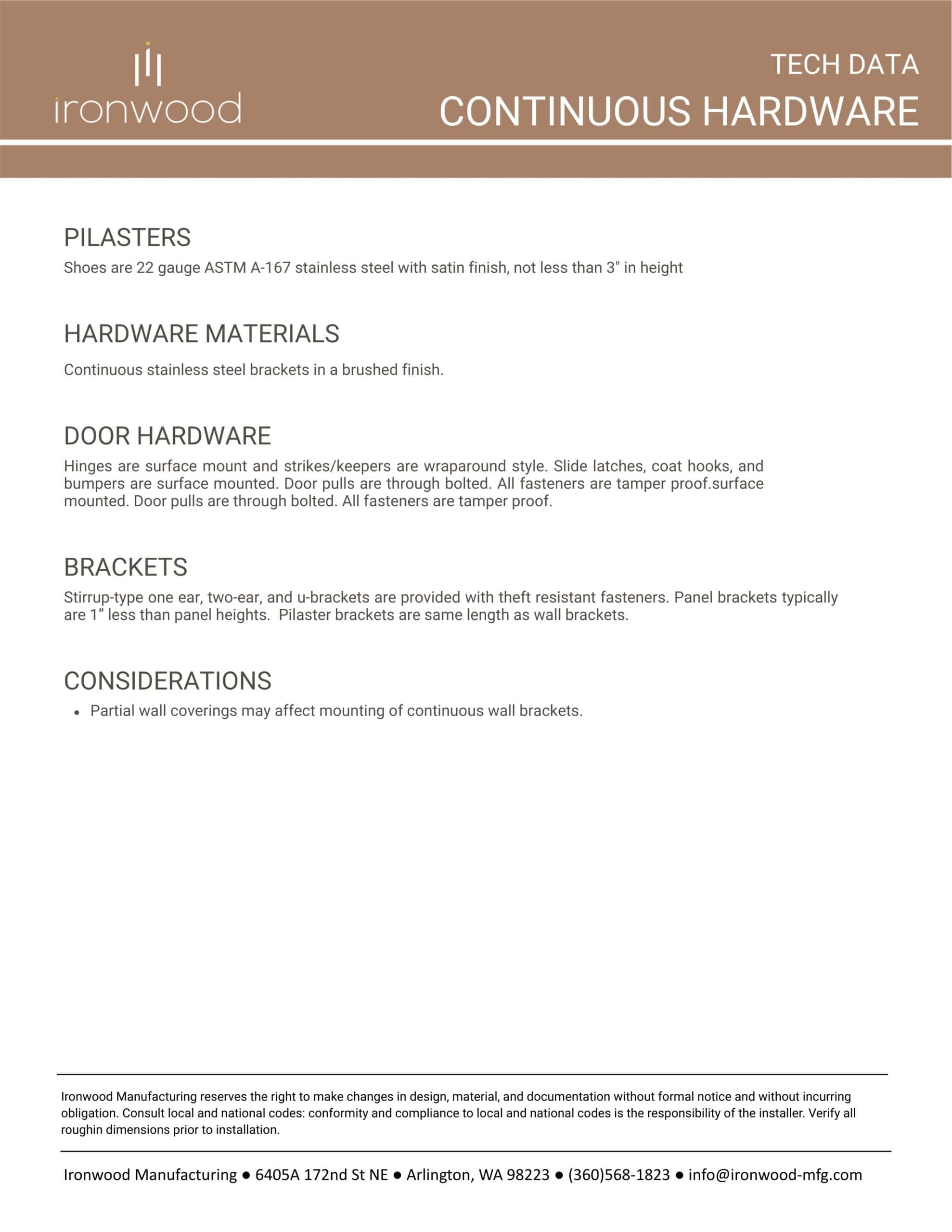Continuous Stainless Steel Hardware (Technical Data) | Ironwood ...